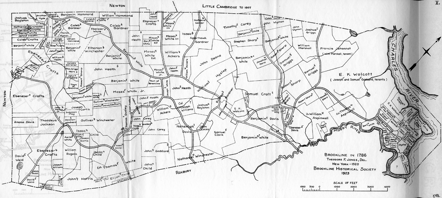 1786 Map, Brookline Historical Society